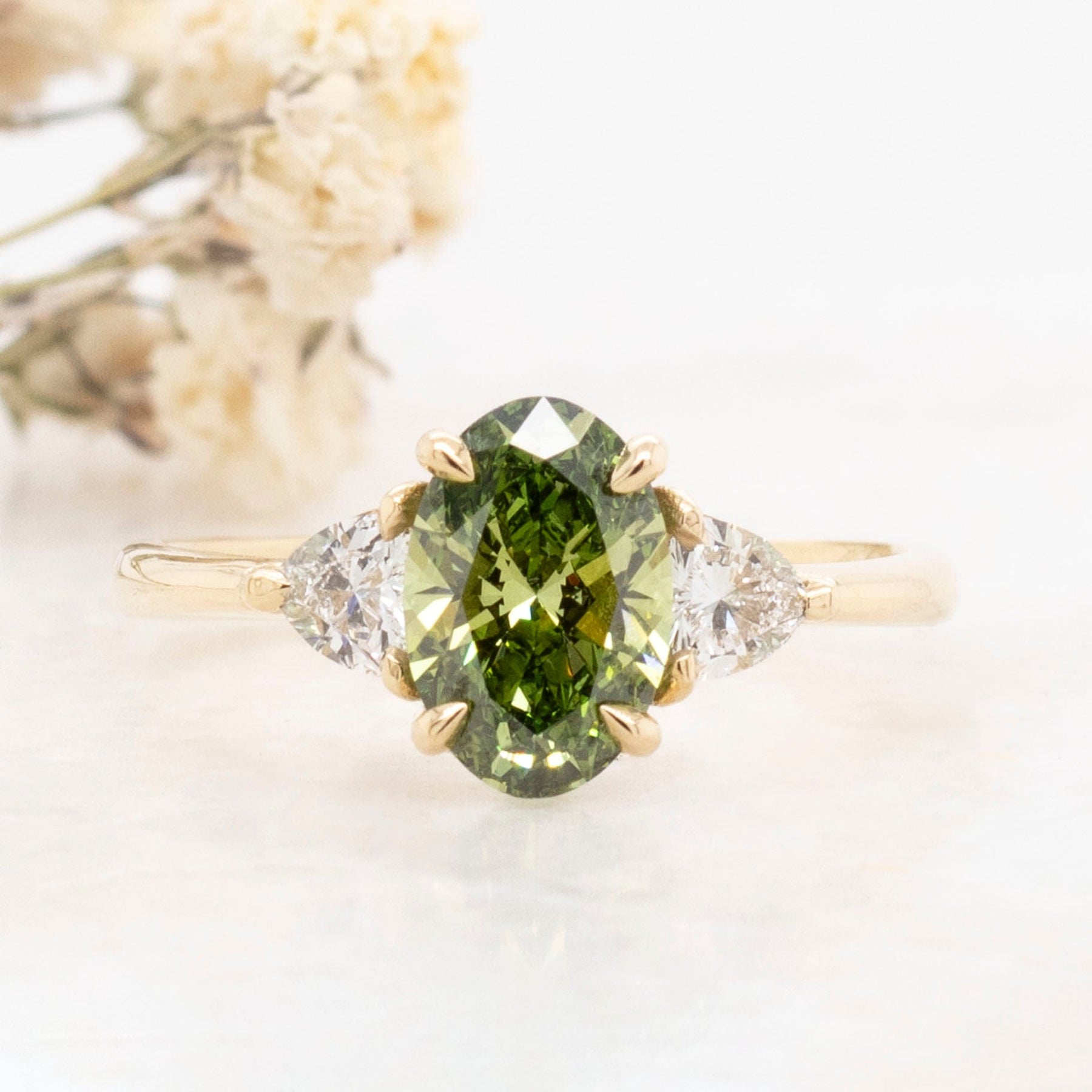 BESPOKE GREEN DIAMOND ENGAGEMENT RING