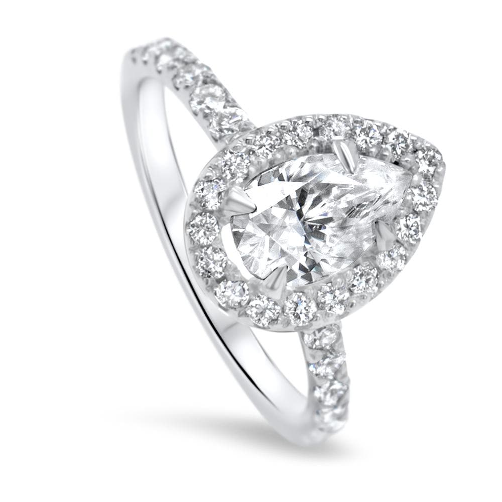 Adele Pear Shape Halo Engagement Ring Platinum