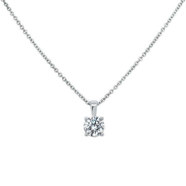 Lucille Round Brilliant Cut Claw Set Pendant White Gold