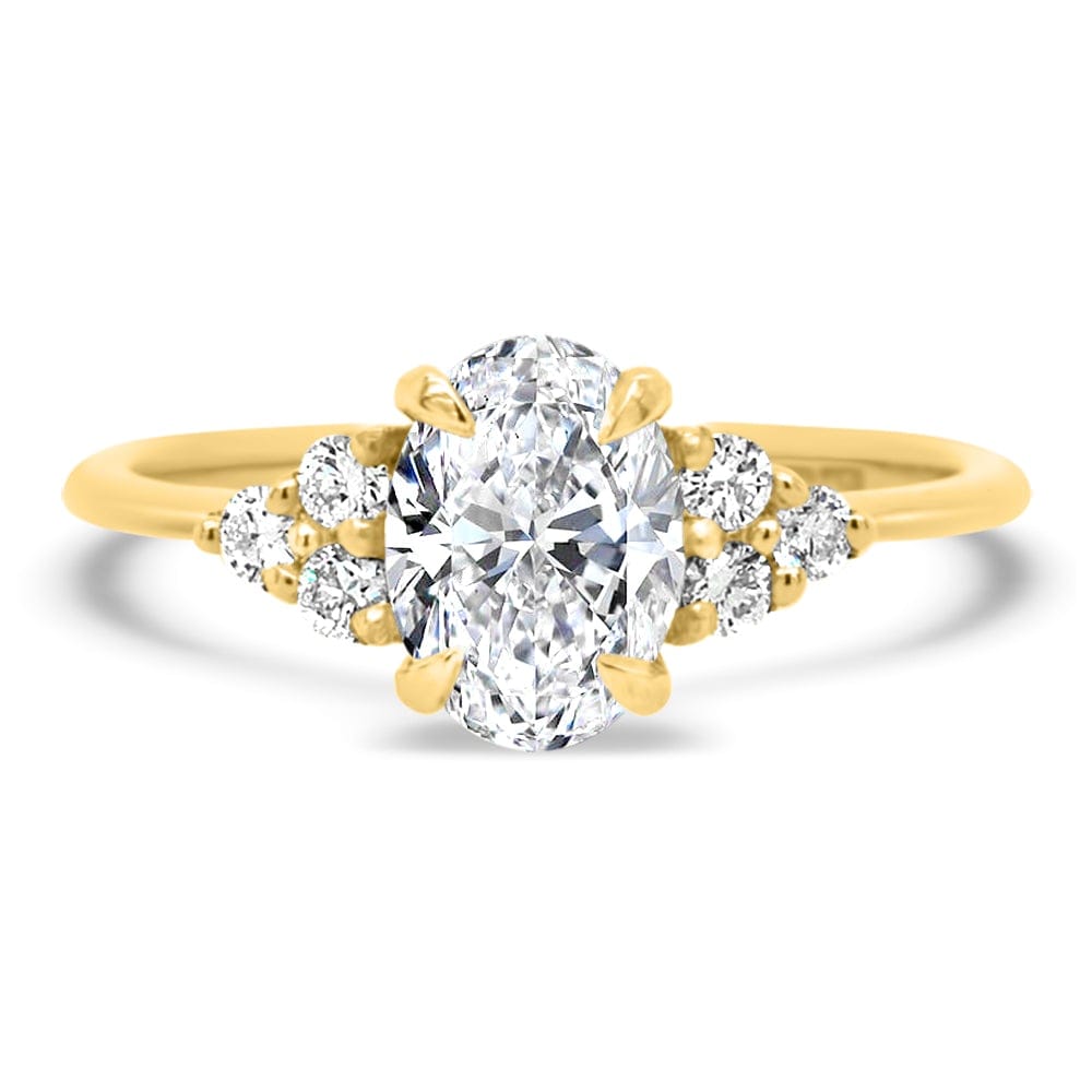 Margot Oval and Round Brilliant Cut Trefoil Shoulder Engagement Ring Y